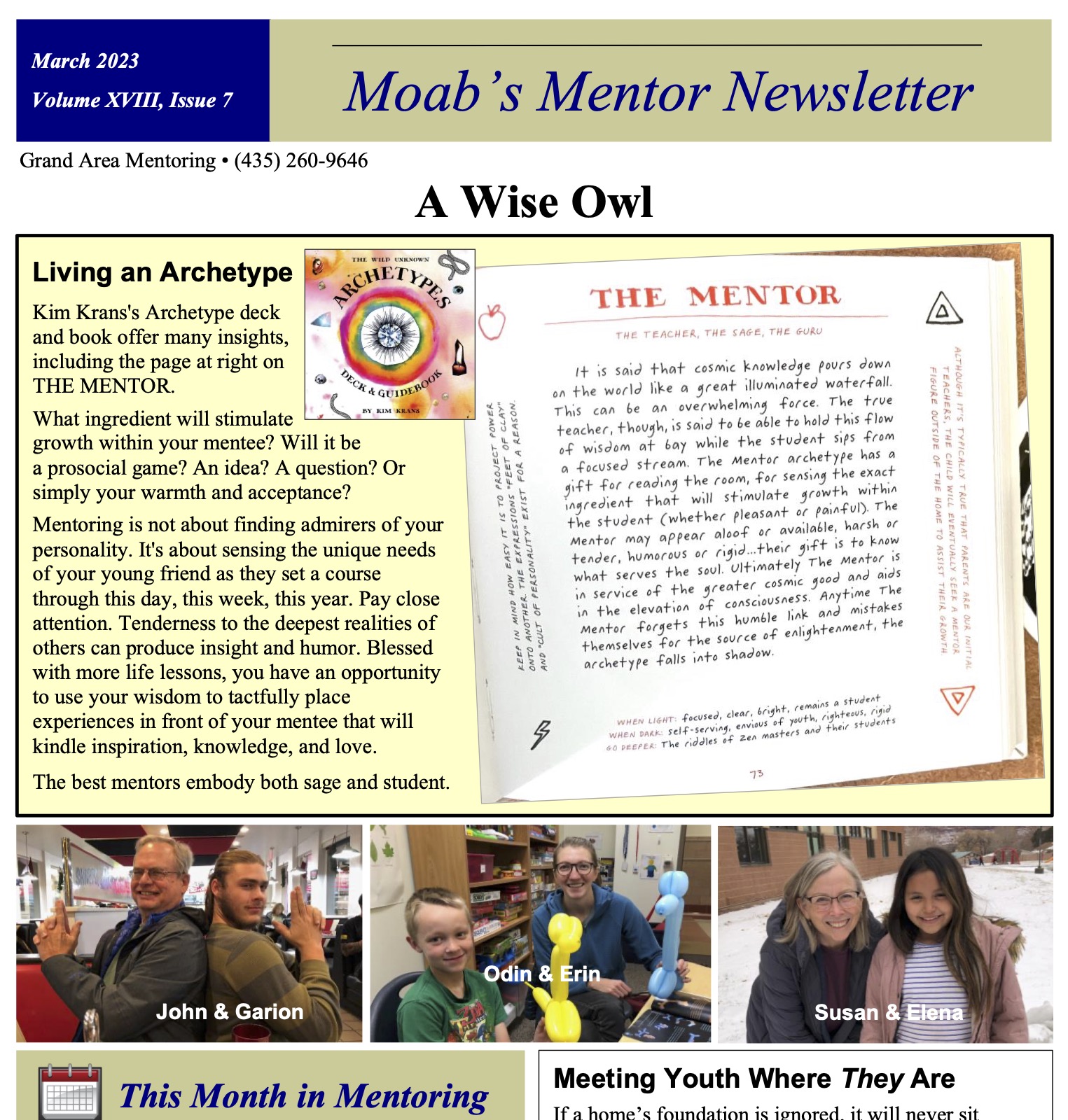 GrandAM March 2023 Mentor Newsletter - Grand Area Mentoring